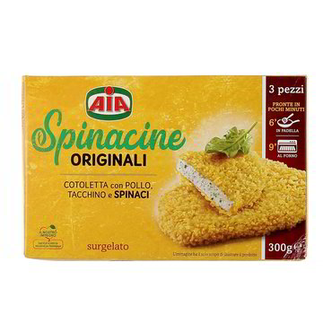 SPINACINE COTOLETTA CON POLLO E TACCHINO E SPINACI IN FOGLIA AIA 300 g ...